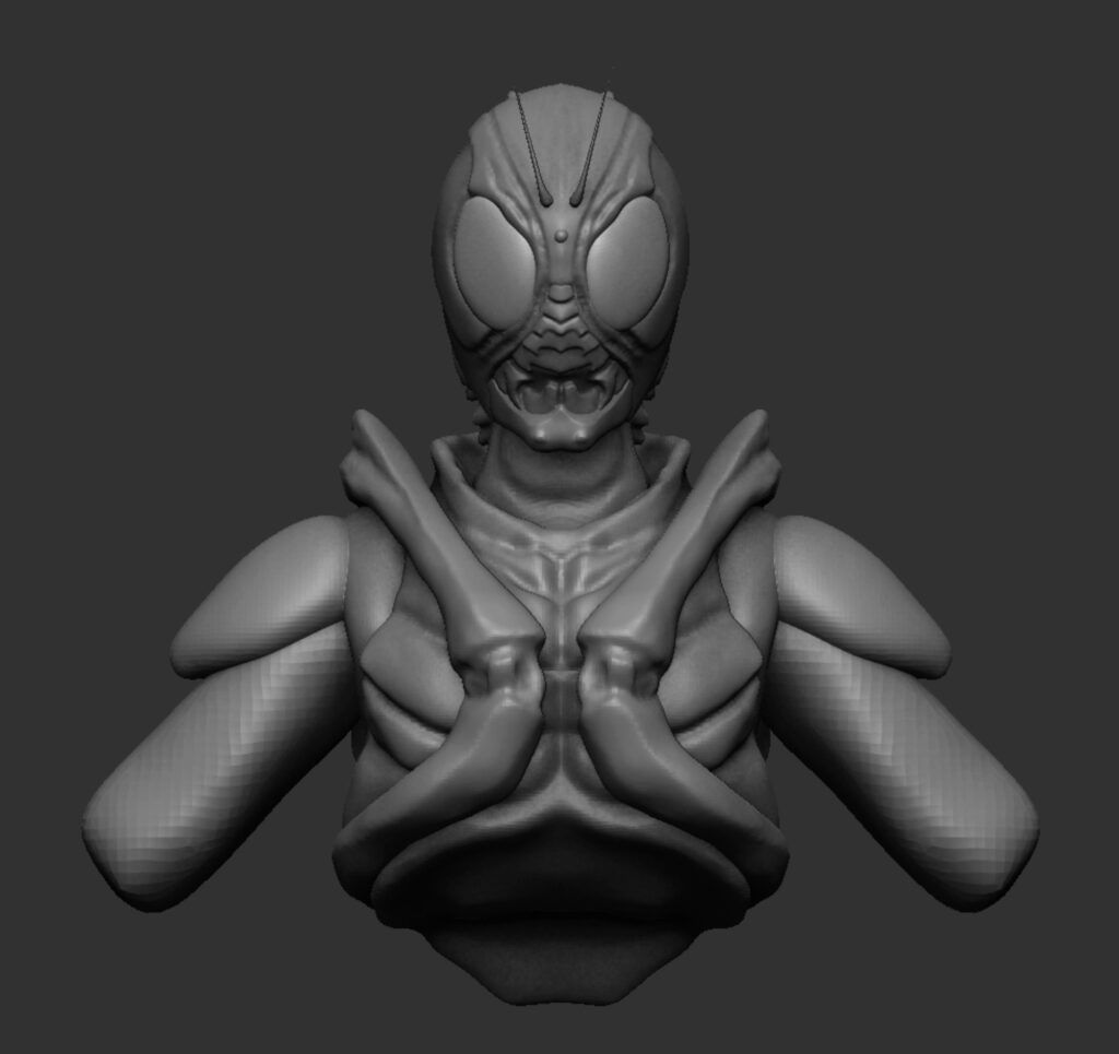 ZBrushで仮面ライダーBLACK SUNを作る 頭部～バストの概形 | NegativeMindException
